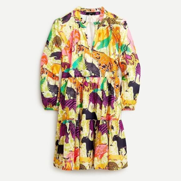 J. Crew | Dresses | J Crewtiered Popover Dress In Rattisafari Print ...
